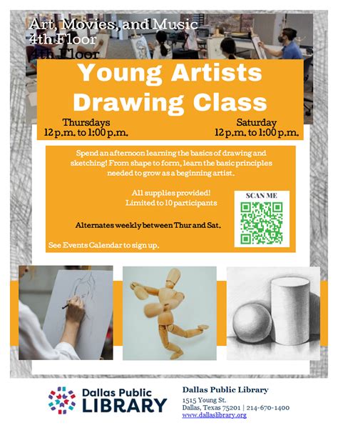 Young Artists Drawing Class Dallas Public Library