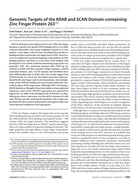 Pdf Genomic Targets Of The Krab And Scan Domain Containing Zinc