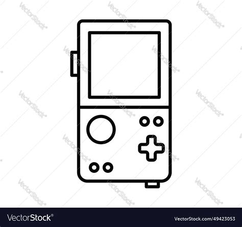 Portable Handheld Retro Gaming Console Outline Vector Image