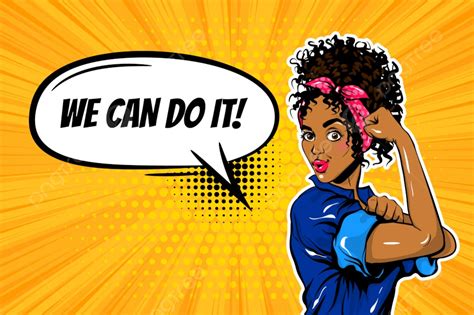 We Can Do It Black Woman Girl Power Pop Art Vector Illustration Poster