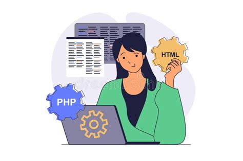 Programmer Working Concept With Cartoon People In Flat Design For Web