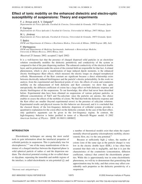 Pdf Effect Of Ionic Mobility On The Enhanced Dielectric And Electro Optic Susceptibility Of