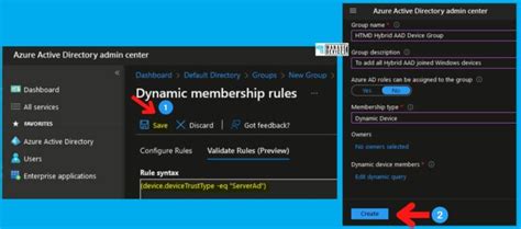 create aad dynamic groups based on domain join type hybrid azure ad and