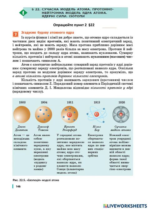 2314085 Сучасна модель атома Olga Liveworksheets