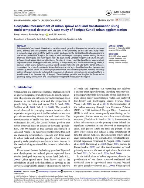 Pdf Geospatial Measurement Of Urban Sprawl And Land Transformation
