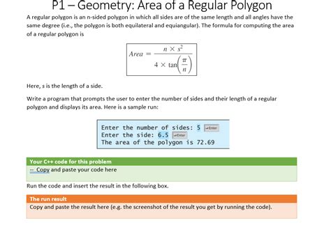 Solved P Geometry Area Of A Regular Polygon A Regular Chegg