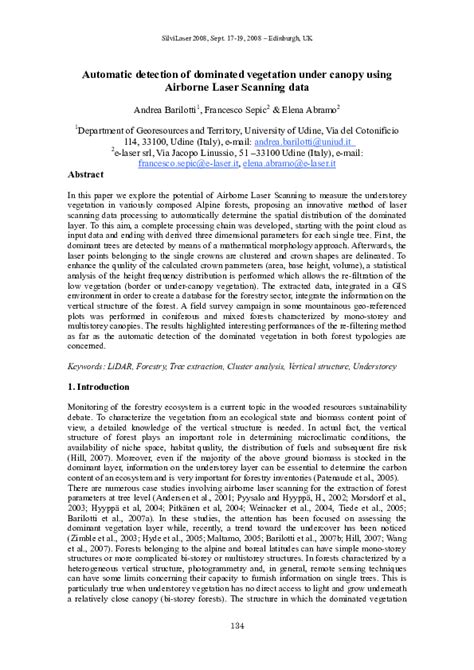 Pdf Automatic Detection Of Dominated Vegetation Under Canopy Using Airborne Laser Scanning Data