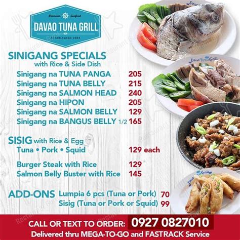 Menu At Davao Tuna Grill Restaurant Makati H22f Vh5