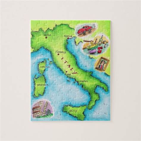 Map Of Italy 2 Jigsaw Puzzle Foodand Food City Travel Text