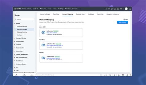 zoho crm custom domain mapping