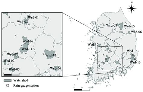 Locations Of Studied Watersheds And Rain Gauge Stations Download