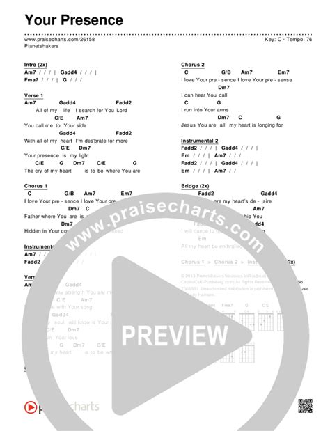 Your Presence Chords Pdf Planetshakers Praisecharts