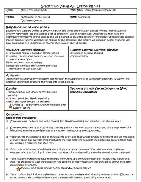 20 Visual Art Lesson Plan Template Artofit