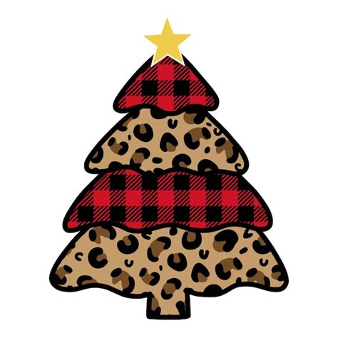 Premium Vector Merry Christmas Leopard Print And Buffalo Plaid