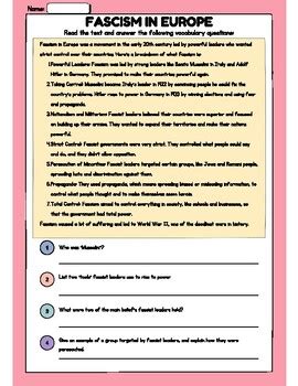 Fascism And Propaganda Activity WW2 Source Analysis Worksheet