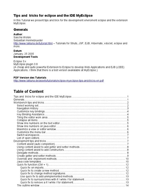Eclipse Myeclipse Tips And Tricks En Pdf