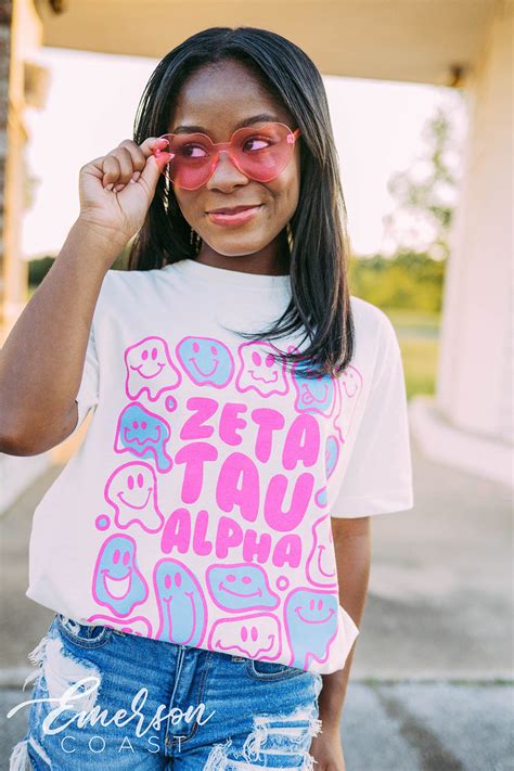 Zeta Tau Alpha Pr Smiley Face Tee Emerson Coast