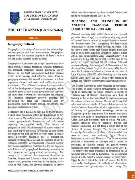 Edu 147 Transes Prelim Lecture Notes Pdf