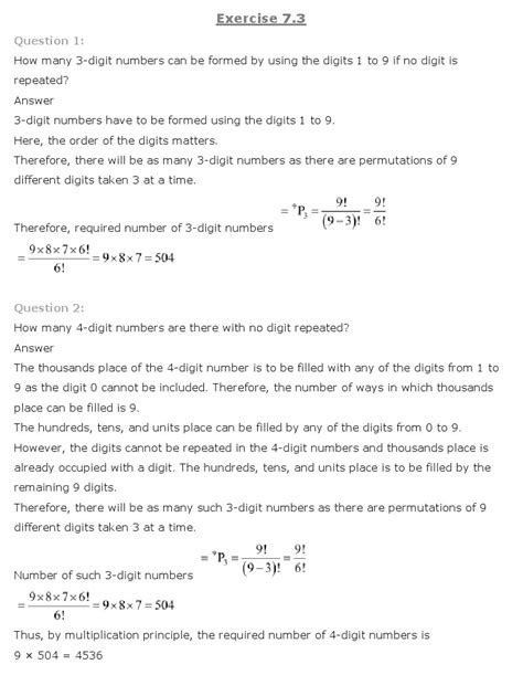 Maths Ch 7 Permutation And Combinations Class 11 Ncert Solutions