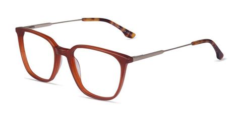 Souvenir Square Terracotta Orange Light Gold Full Rim Eyeglasses