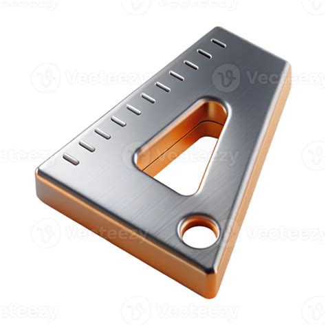 3d Render Metallic Triangle Ruler Illustration 53921027 Png