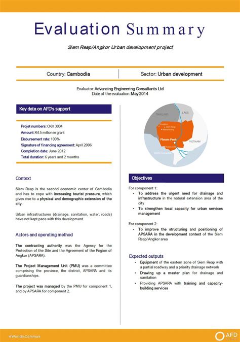 Evaluation Summary Siem Reap Angkor Urban Development Project Cambodia AFD Agence