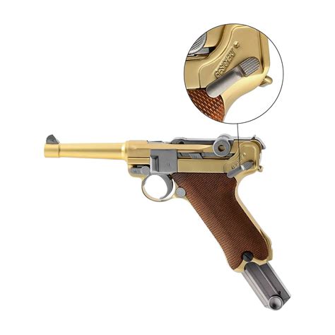 WE P08 Vollmetall Softair Pistole Gold Kaliber 6 Mm BB Gas Blowback