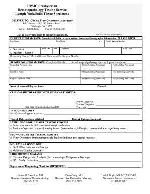 Fillable Online Path Upmc Requisition Form Lymph Node Solid Tissue