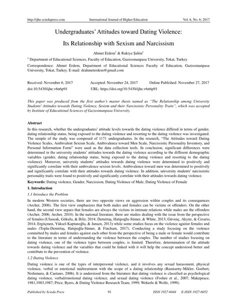 Pdf Undergraduates Attitudes Toward Dating Violence Its