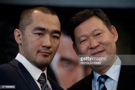 Kazakh Boxer Beibut Shumenov Poses With Kazakh Ambassador To The Us