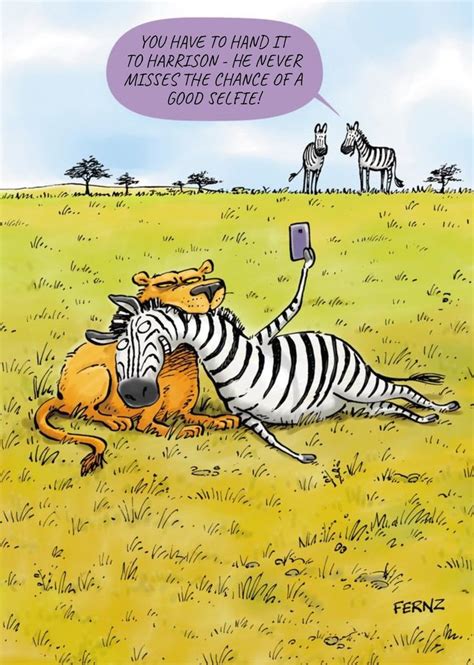Cartoon Safari Doesn t Miss A Selfie Funny Card ในป 2024