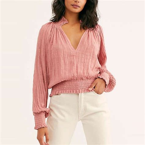 Smocked Tops Blouses For Women Boho Outfits Tops