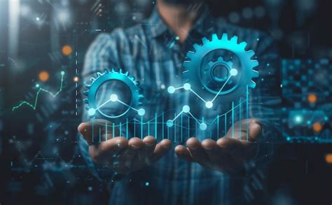 Increase Productivity Concept Man Holding Productivity Icon With Growth Graph For Efficient