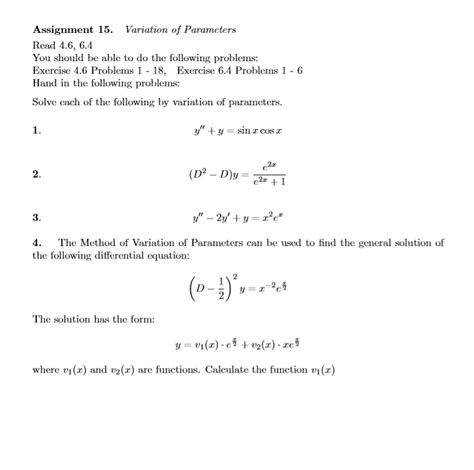 Solved Differential Equations Assignment Variation Of Chegg