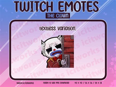 The Clown Jeffrey Hawk Chibi Cute Twitch Emotes Set Of 6 Dbd Etsy