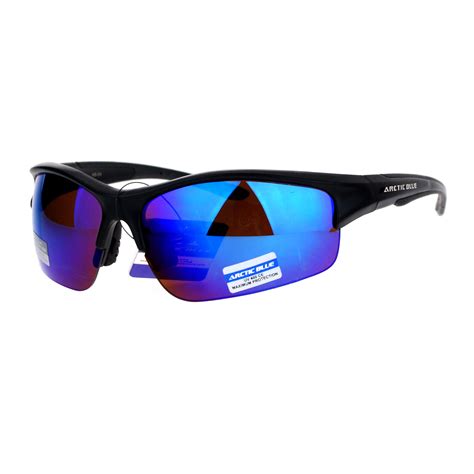 Arctic Blue Bluetech Lens Rectangular Half Rim Sport Sunglasses