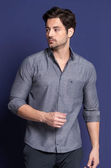 CAMISA MASCULINA SOCIAL MARINHO TRADICIONAL MANGA LONGA CLASSIC