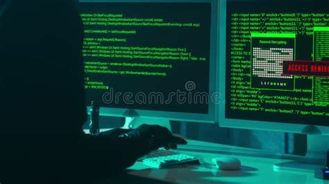 Hacker Is Typing On A Computer Keyboard And Cracking A Password A Man