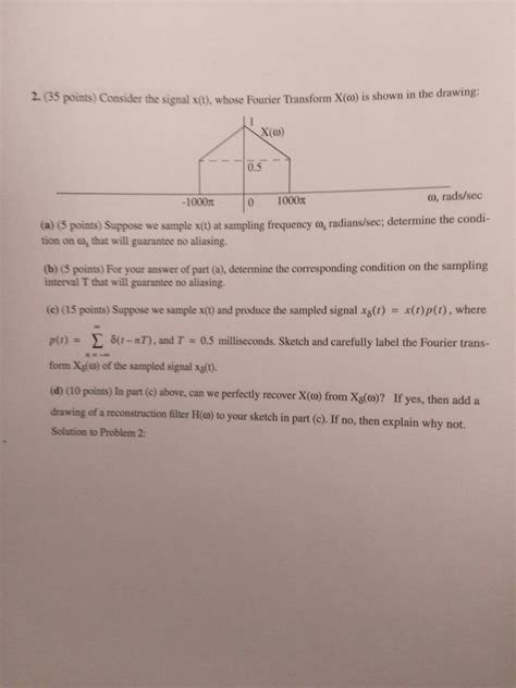 solved consider the signal x t whose fourier transform