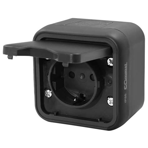 Commel Shuko Socket For Surface Mounting Ip55 Color Anthracite Bura C043 111