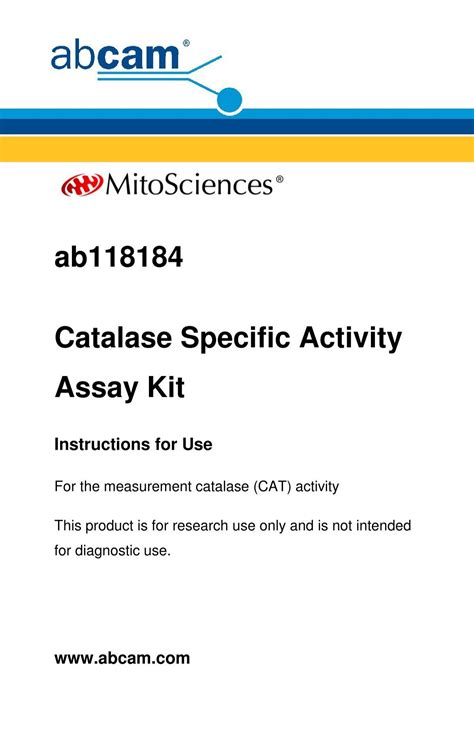 Ab118184 Catalase Specific Activity Assay Kit Activity Abcam