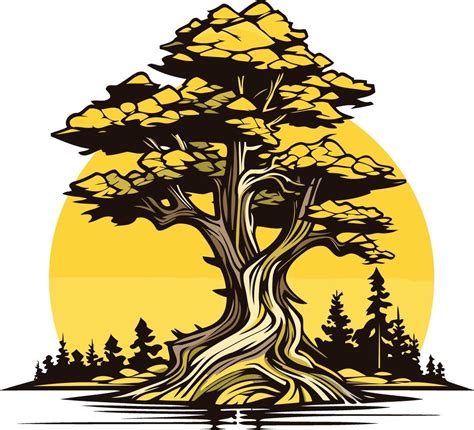 Ancient Tree By The Sunset 49270633 Vector Art At Vecteezy