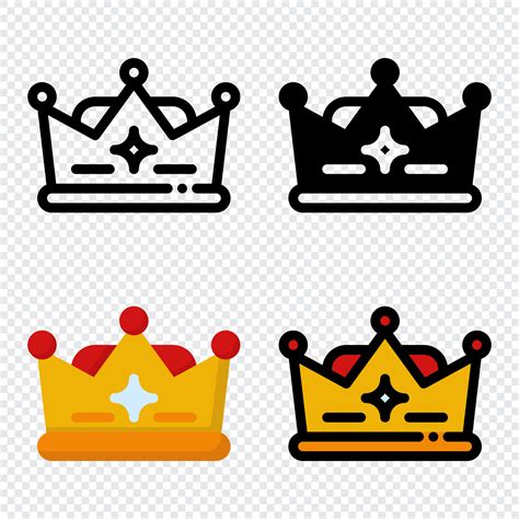 Crown Icon Set Colorful Cartoon Crown Icon Crown Sign Collection