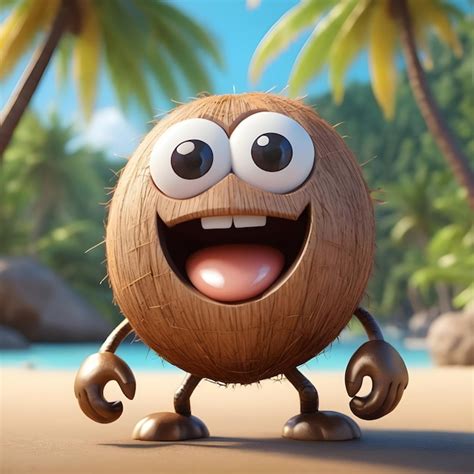 Premium Photo 3d Coconut Cartoon Character