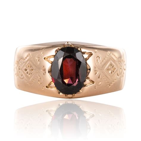 Bague Jonc Grenat Or Rose Bijoux Anciens Bagues Hommes Bijouxbaume