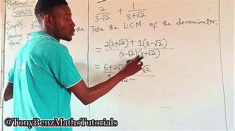 How To Simplify Binomial Surds By Rationalising The Denominator Youtube
