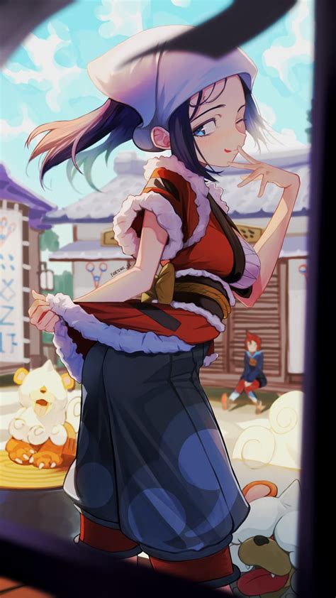 Akari Arezu And Hisuian Growlithe Pokemon And 2 More Drawn By