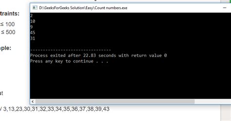 Geeksforgeeks Solution For Count Numbers In C