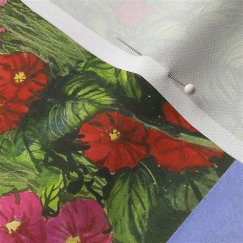 Lighthouse And Hollyhocks Fabric Spoonflower