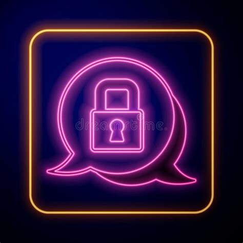 Glowing Neon Lock Icon Isolated On Black Background Padlock Sign